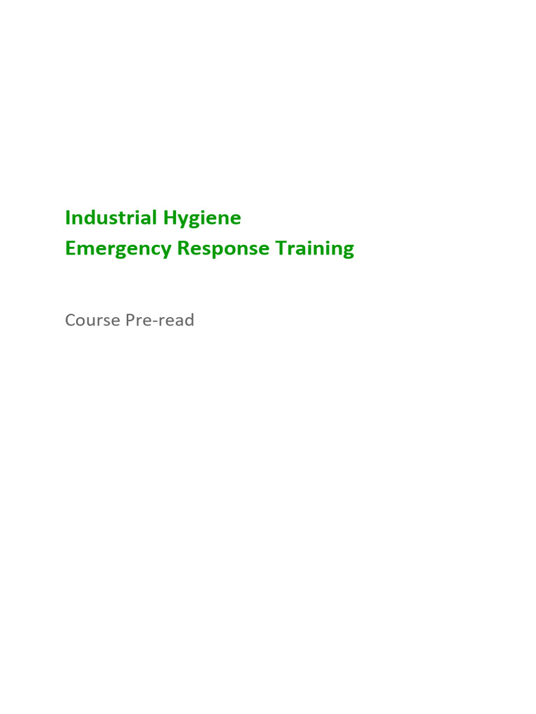 IH ER Training Pre-Read | PDF | Personal Protective Equipment | Hazards