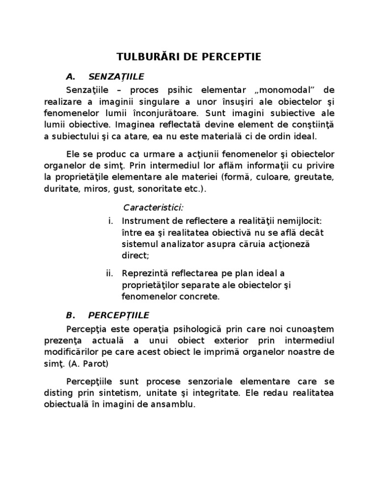 Tulburari de Perceptie | PDF