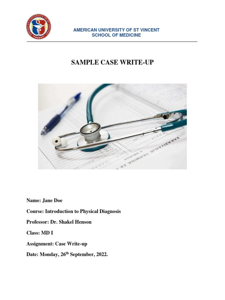 Week 4 - Day 1 - Sample History and Physical Exam Write-Up | PDF ...