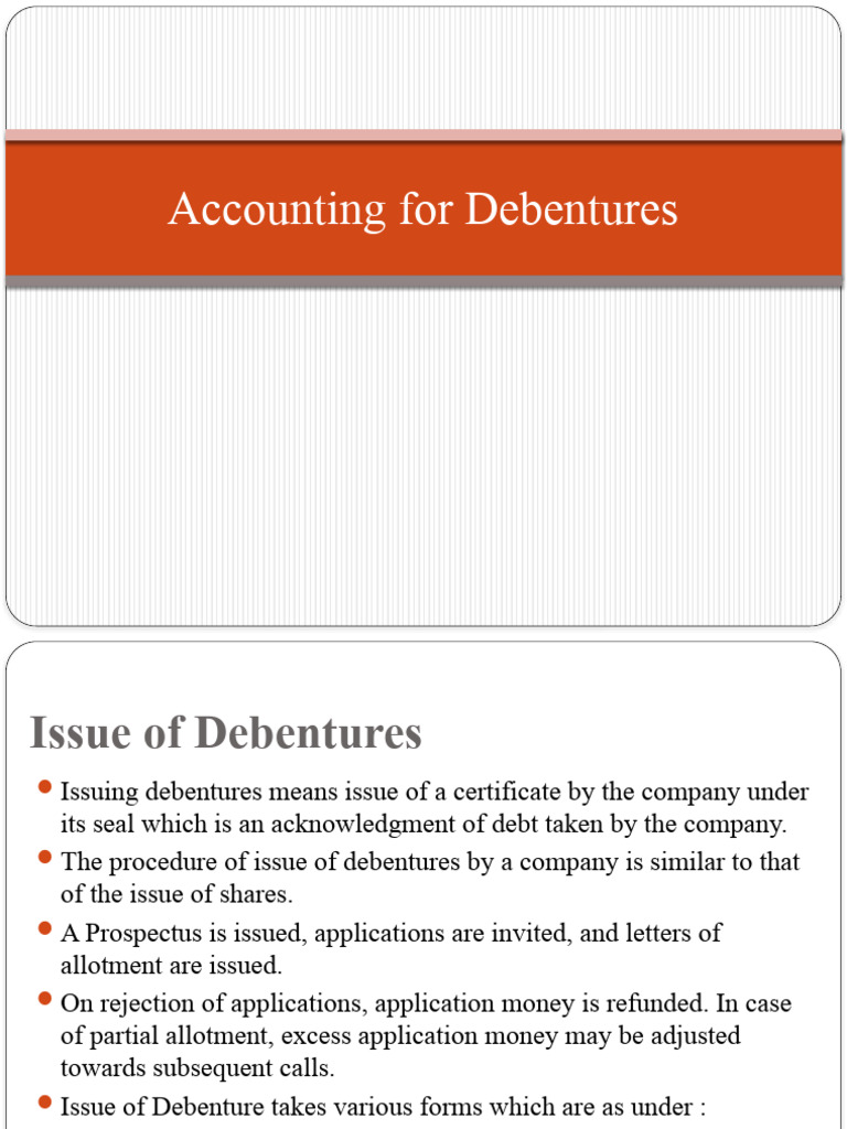 Debenture Accounting Guide | PDF | Debits And Credits | Financial Economics