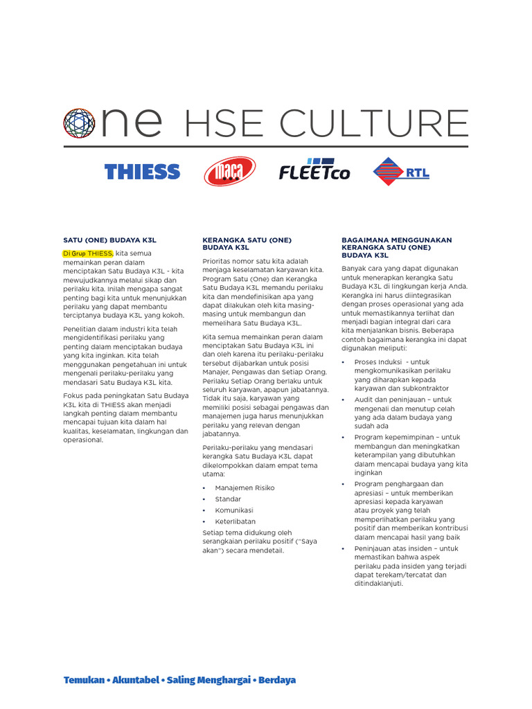 One HSE Culture - BH - v2 | PDF | Karier & Perkembangan