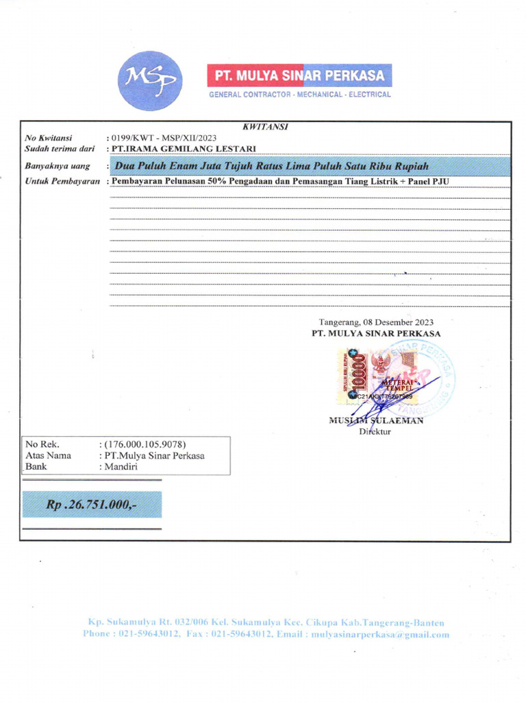 Kwitansi Dan Invoice Pelunasan | PDF