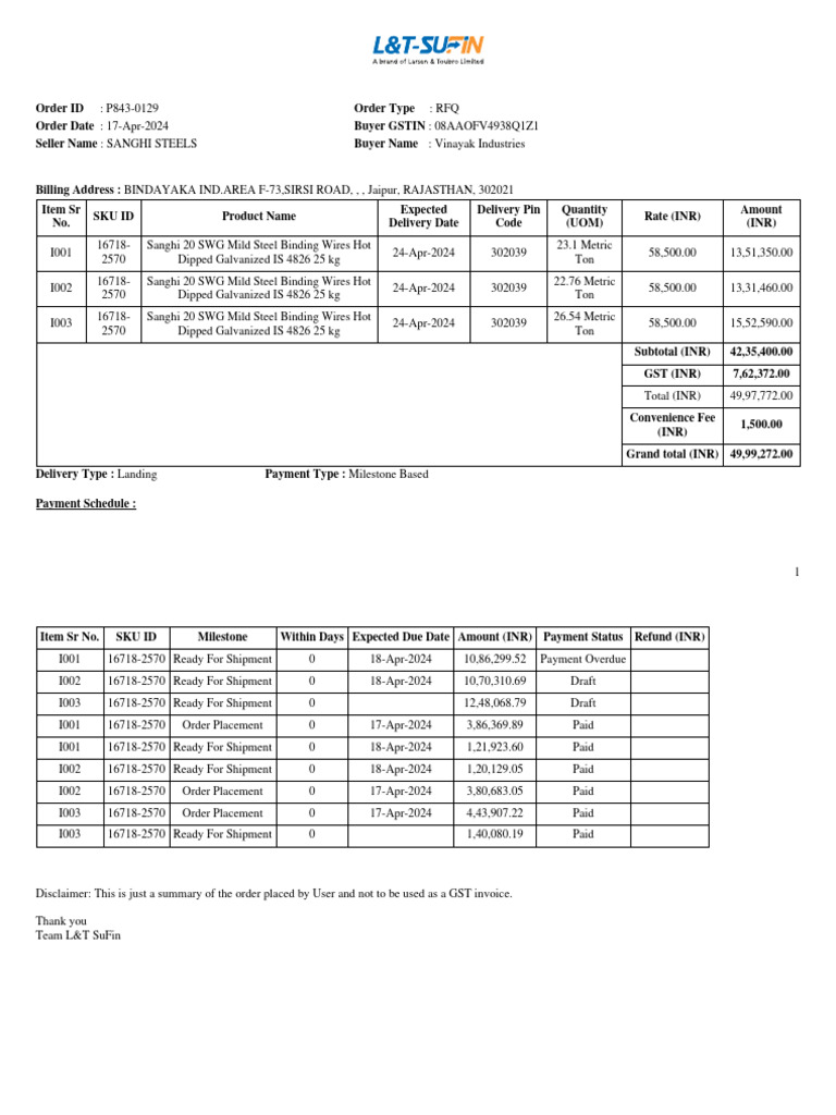 Product Order P843-0129 | PDF | Payments