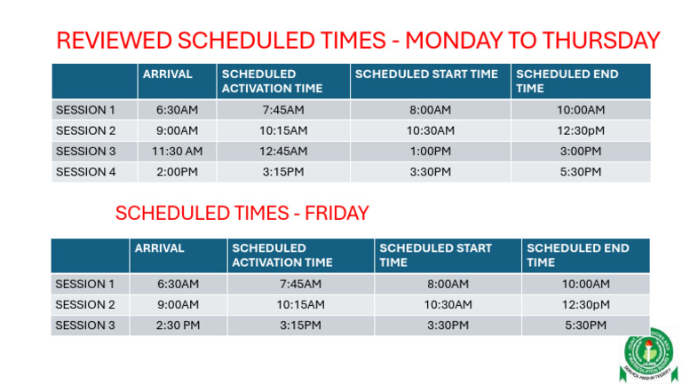 2024 Revised Scheduled Start Time | PDF
