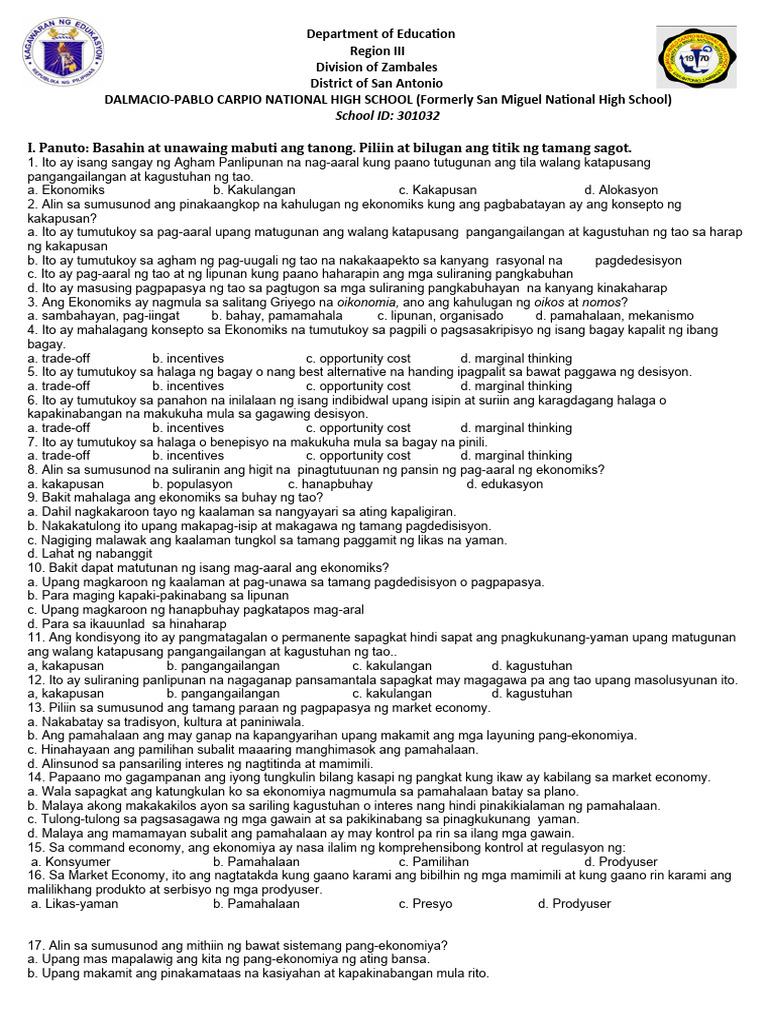 Ap9 1STQ Exam 2023-2024 | PDF