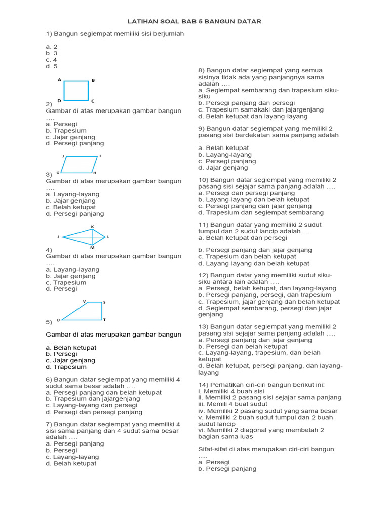 Latihan Soal Bab 5 Bangun Datar | PDF