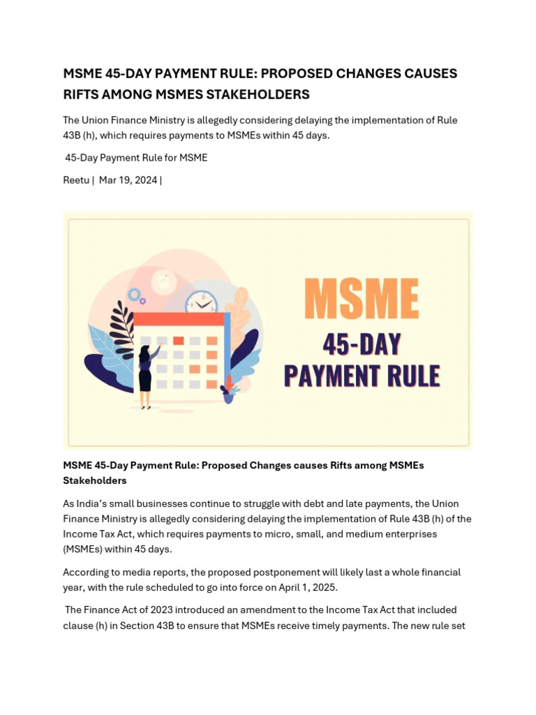 45-Day Payment Rule For MSME | PDF | Small And Medium Sized Enterprises | Taxes