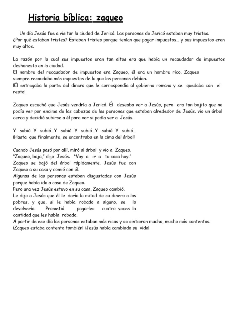 La historia de Zaqueo para niños | PDF