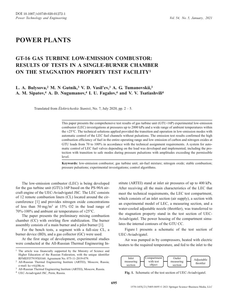 GT-16 Gas Turbine Low-Emission Combustor Test Results | PDF | Gas ...