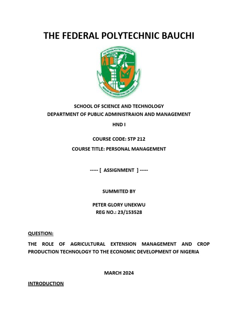 Public Admin (Assignment - Coverpage) | PDF | Agriculture | Sustainable Agriculture