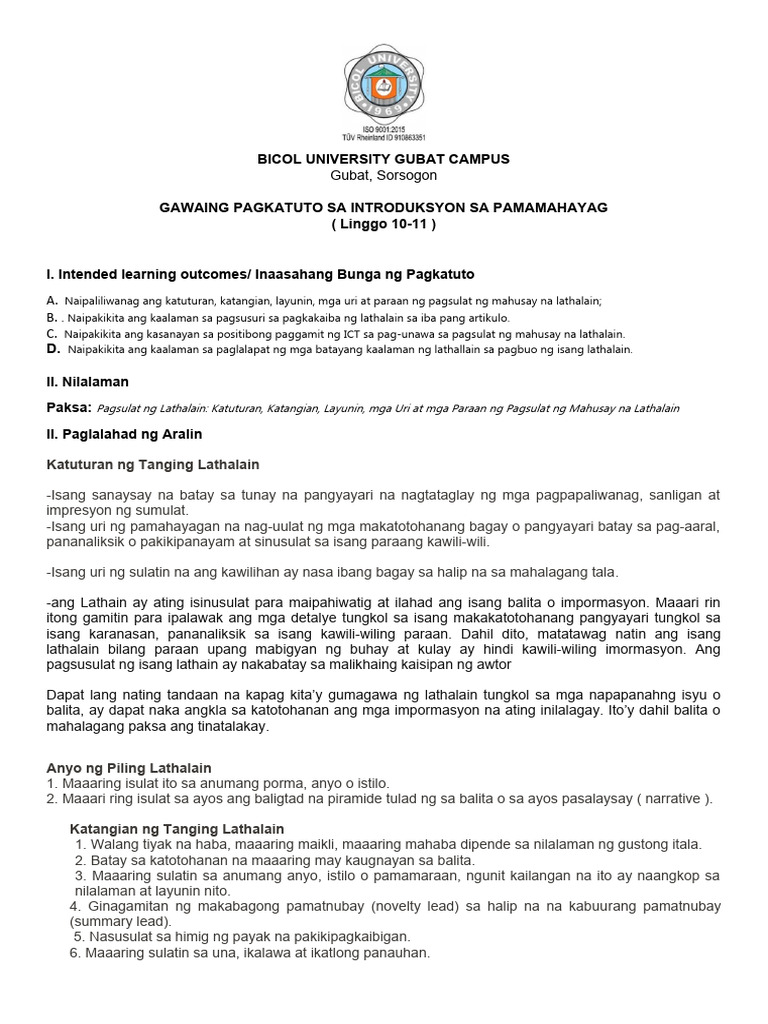 Las 7 - Tanging Lathalain | PDF