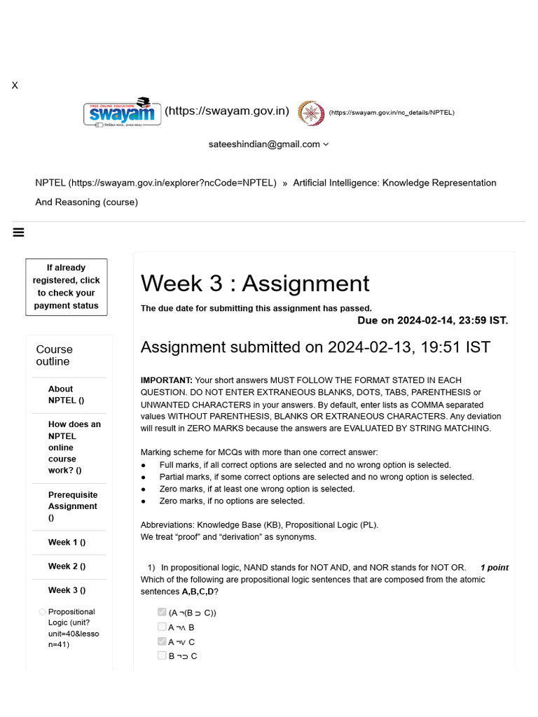 Artificial Intelligence - Knowledge Representation and Reasoning - Unit 6 - Week 3 | PDF | Logic ...