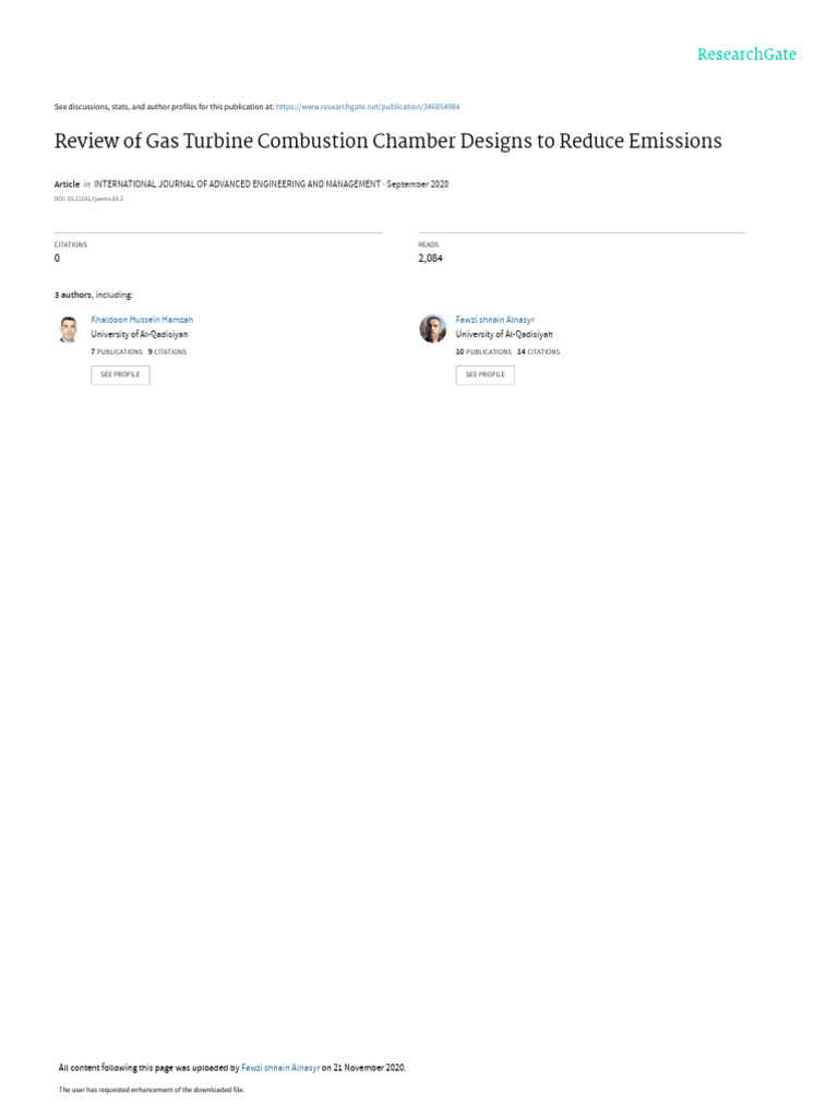Review of Gas Turbine Combustion Chamber Designs To Reduce Emissions ...