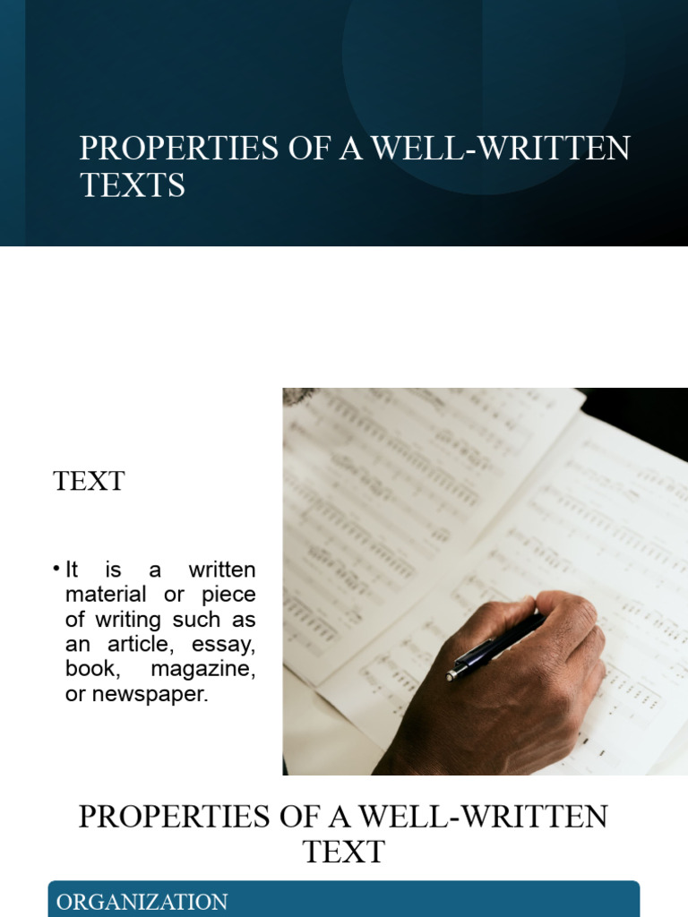 Properties of A Well Written Texts | PDF | Essays | English Language