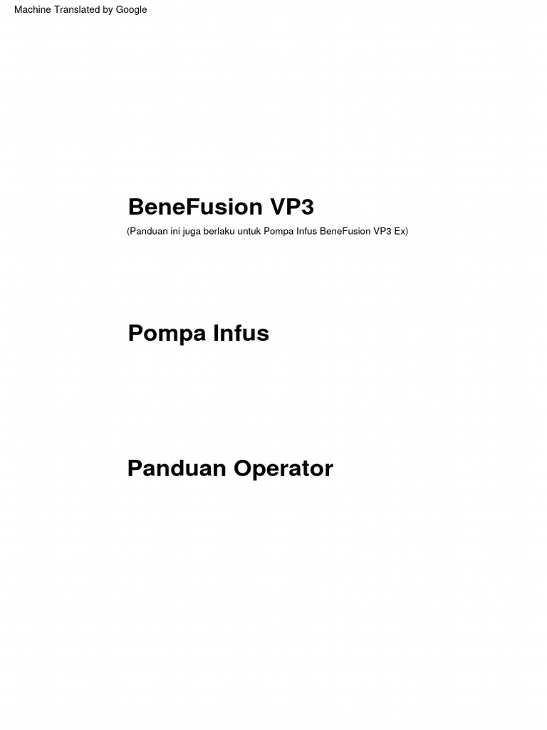Panduan Operator Pompa Infus VP3 | PDF