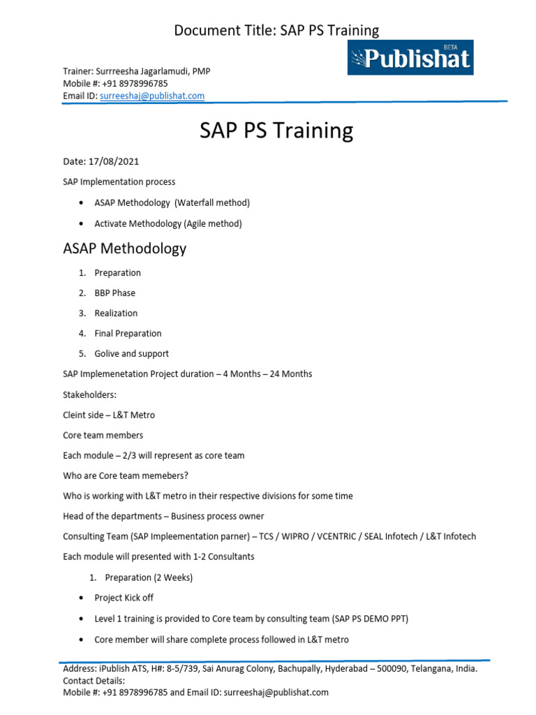SAP Implementation and Certification Process | PDF | Software Engineering | Systems Engineering