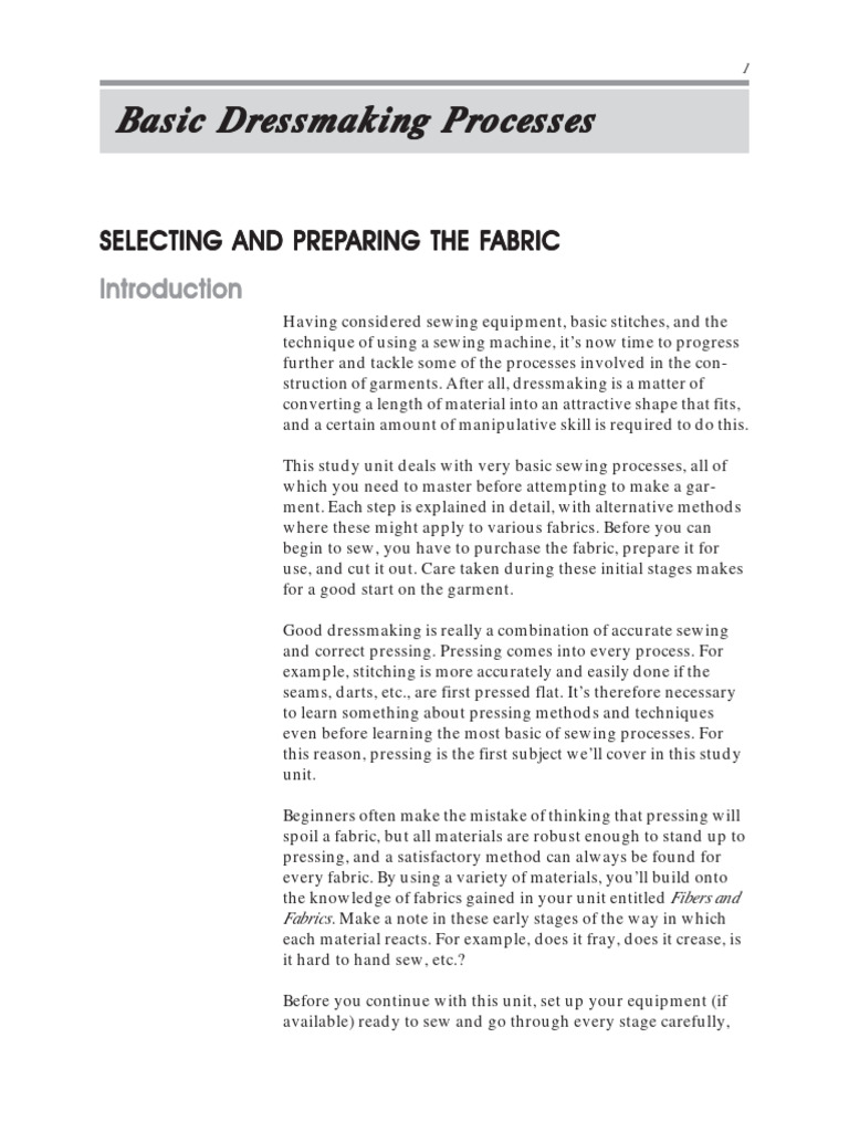 Learn To Sew! Basic Dressmaking Processes | PDF | Textiles | Sewing