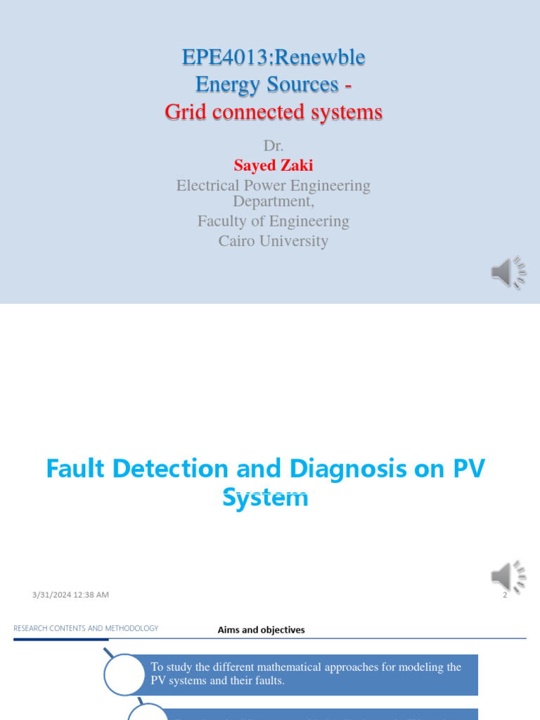 Grid Connected System - Fault Detection Methods Lecs 5-6_new Recorded | PDF | Photovoltaics ...