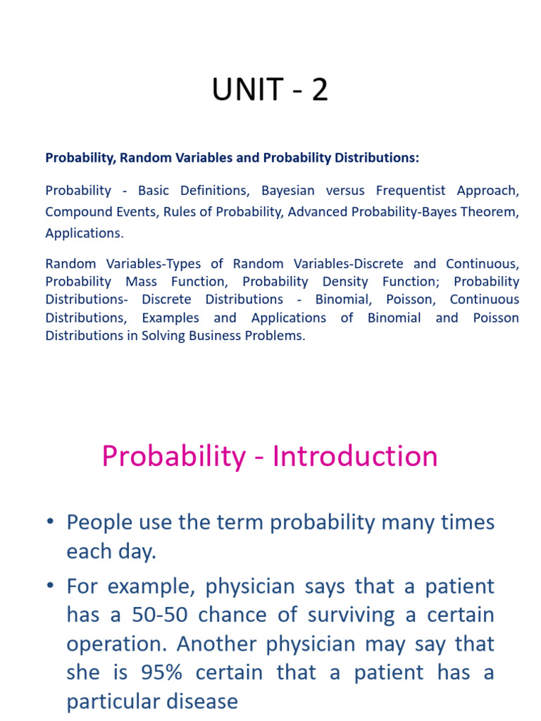 Unit 2 | PDF | Probability Distribution | Random Variable