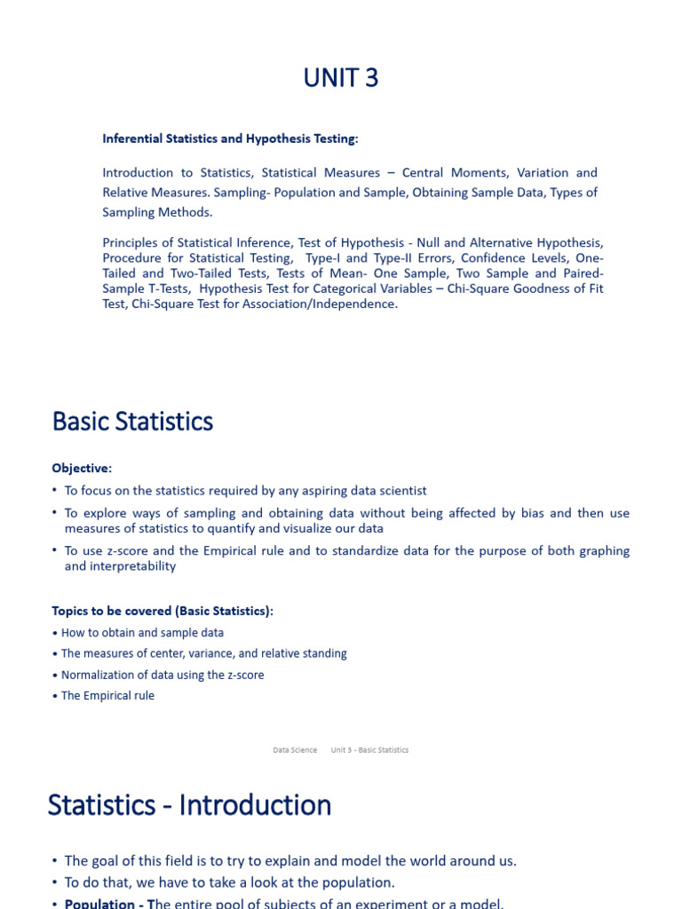 Unit3[1] | PDF | Statistics | Sampling (Statistics)