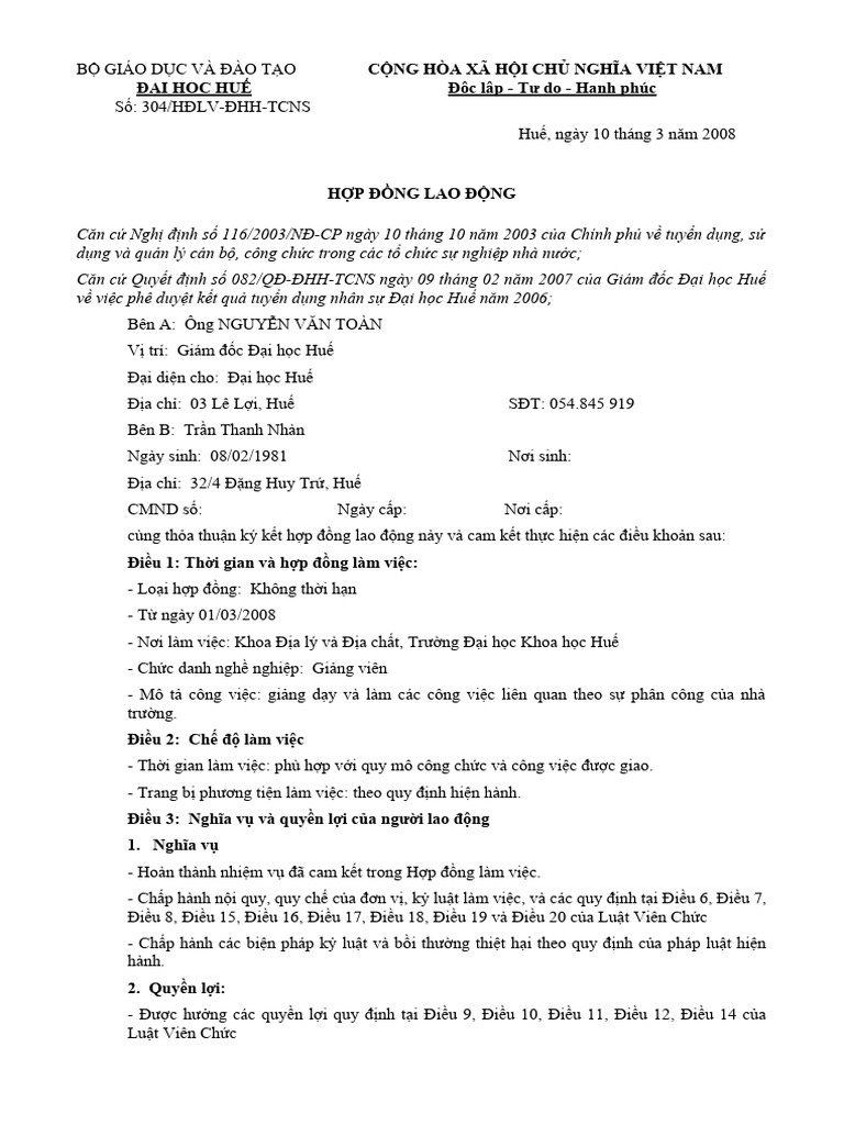 Labor Contract - vi-VN | PDF