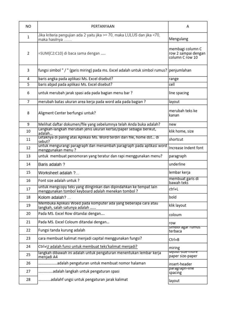 Latihan Sts Genap 2023-2024 | PDF