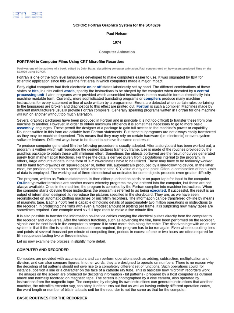 Chilton - ACL - SCFOR - Fortran Graphics System For The SC4020 | PDF ...