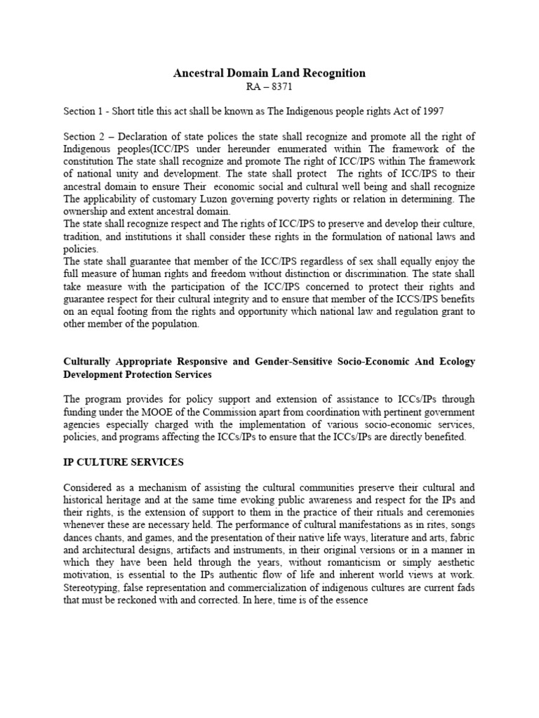 Indigenous Peoples' Ancestral Domain Rights | PDF | Justice | Crime ...