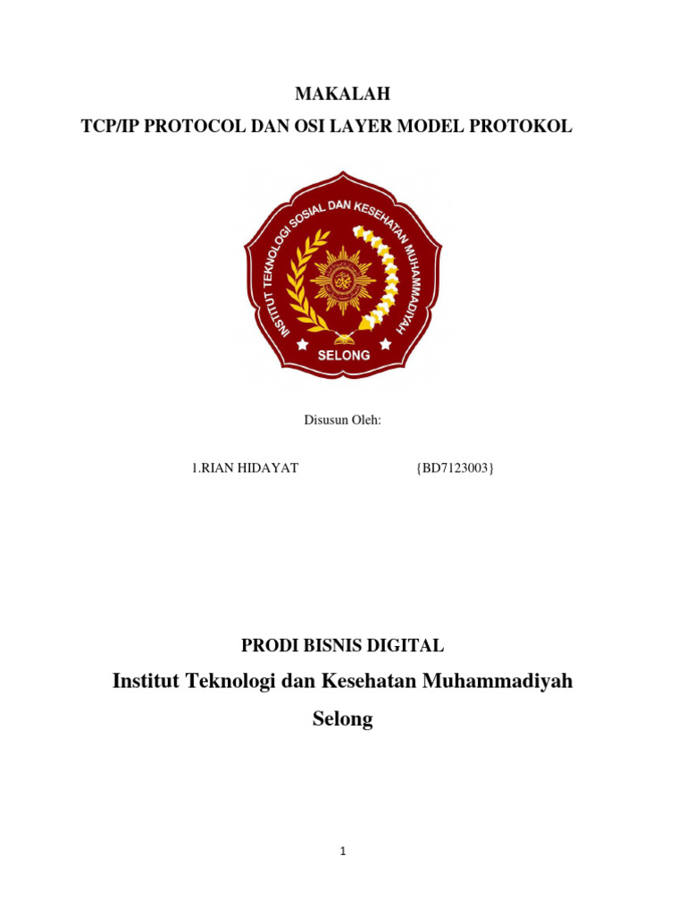 Makalah Tcp/ip Protocol Dan Osi Layer Model Protokol | PDF | Komputer