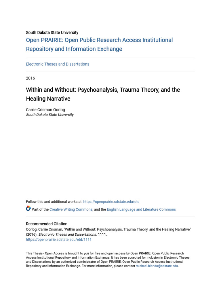 Within and Without - Psychoanalysis Trauma Theory and The Healin | PDF ...