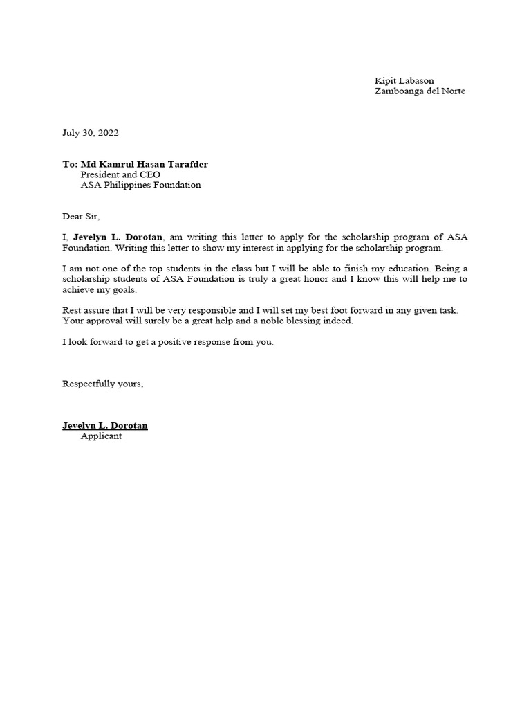 ASA Foundation Letter | PDF