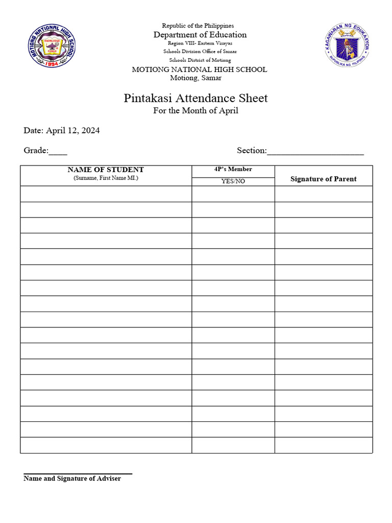 Attendance-Monthly-PIntakasi-1 | PDF Attendance-Monthly-PIntakasi-1 | PDF