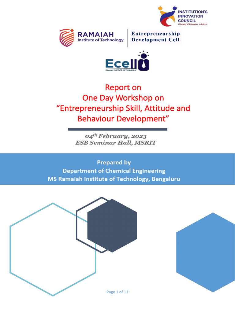 Report Format - EDC Cell 2023 | PDF | Entrepreneurship | Cognition