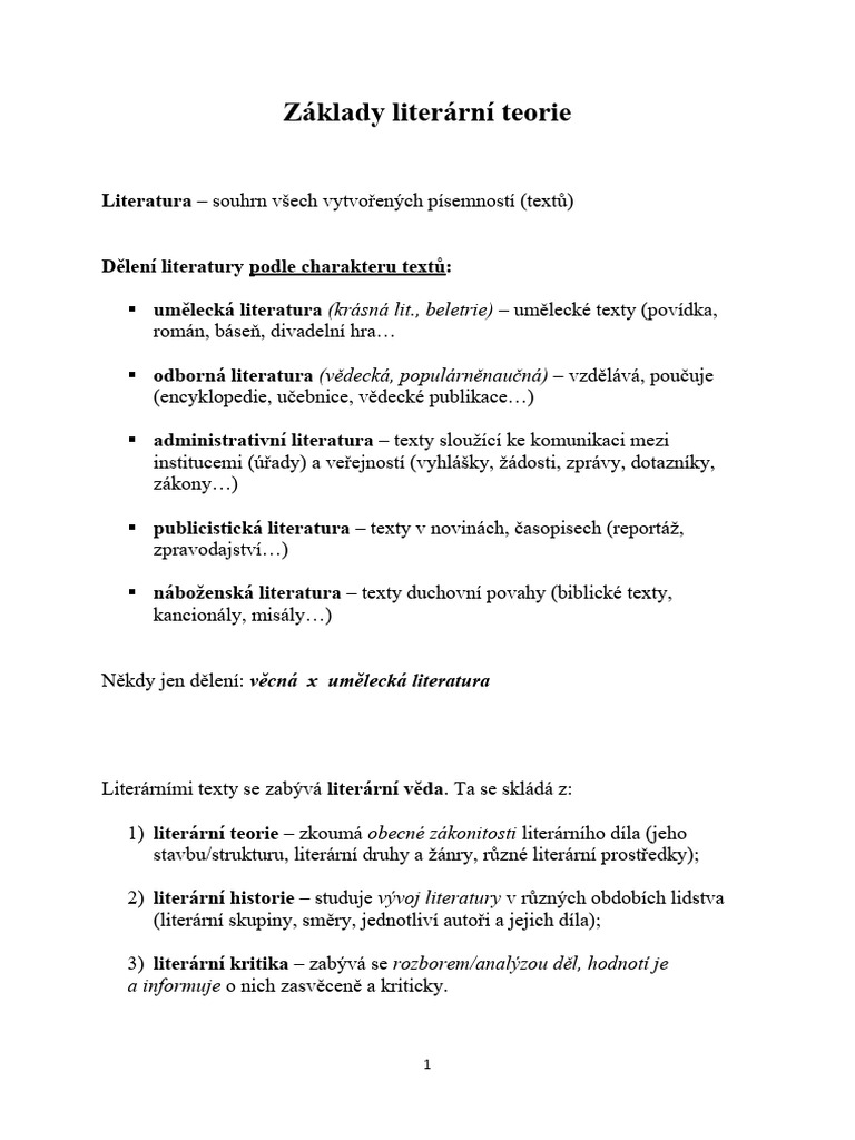 1_Základy literární teorie_text ke studiu | PDF