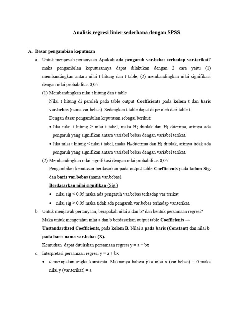 Analisis Regresi Linier dengan SPSS | PDF | Metode & Bahan Ajar