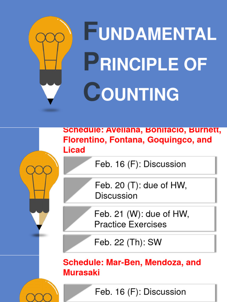 DAY1 Lesson 16 Fundamental Principle of Counting - FOR STUDENTS | PDF