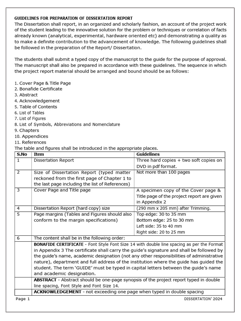 Dissertation Format - 2024 | PDF | Thesis | Written Communication