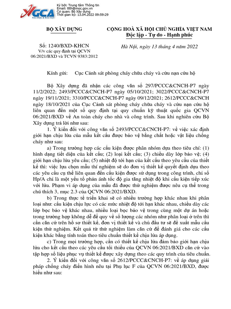 CV 1240-BXD-KHCN (13-04-2022) - Hướng dẫn nội dung liên quan đến một số quy định tại QCVN 06 ...