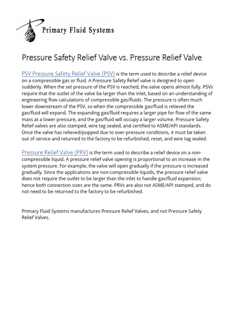 PSV vs. PRV: Key Differences Explained | PDF