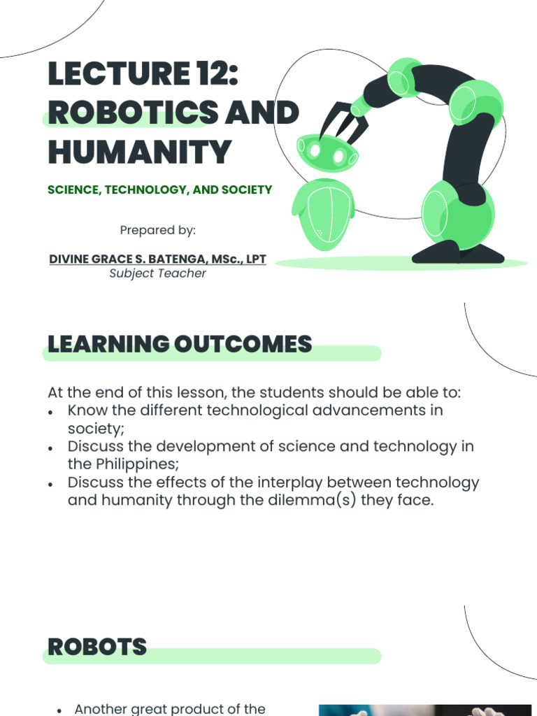 Sts Lecture 12 - Robotics and Humanity | PDF | Robot | Robotics