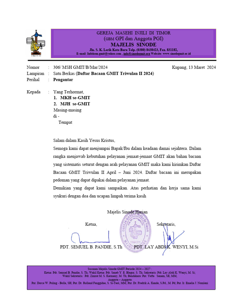 Daftar Bacaan GMIT Triwulan II 2024 | PDF