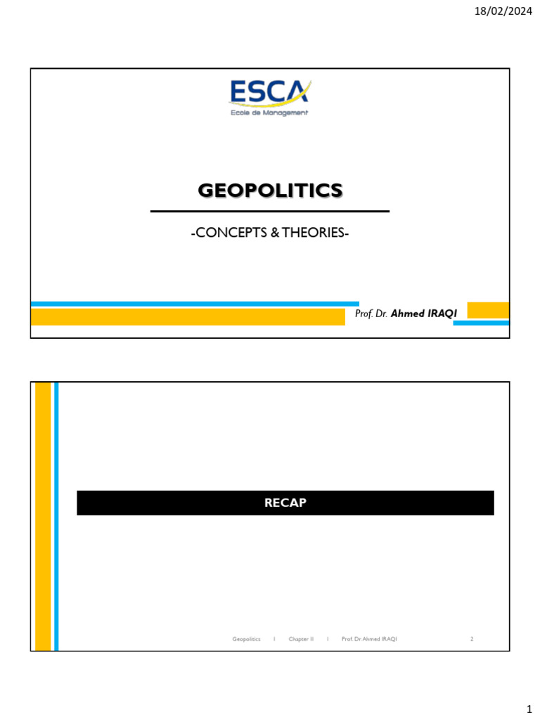 ESCA - Geopolitics - Chapter II - Prof. Dr. Ahmed IRAQI | PDF ...