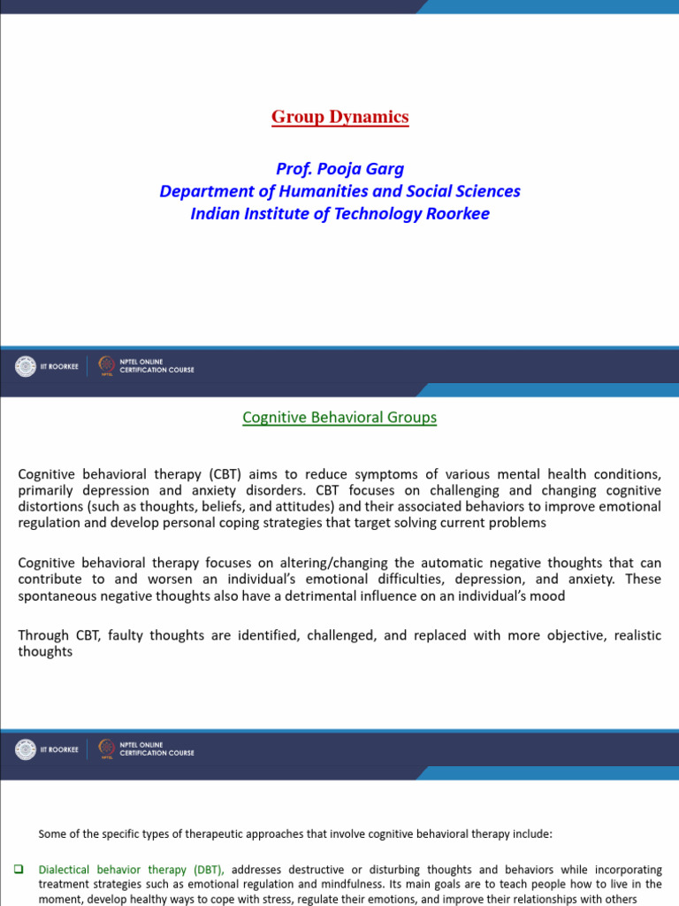 Group Dynamic | PDF | Cognitive Behavioral Therapy | Psychotherapy