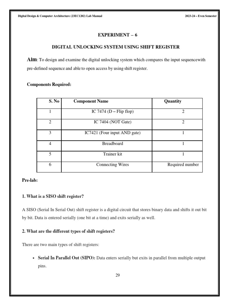 Experiment 6 - DDCA | PDF | Bit | Computer Architecture