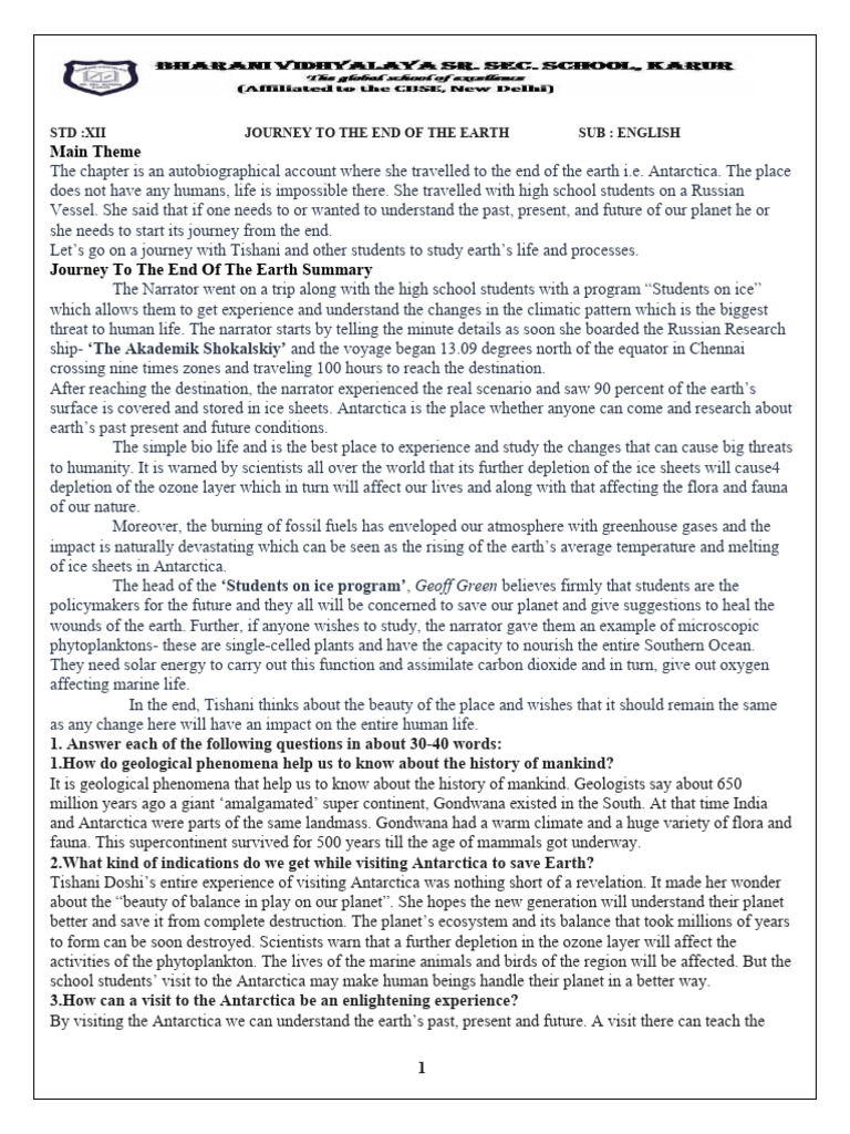 JOURNEY TO THE END OF THE EARTH | PDF | Antarctica | Climate Change