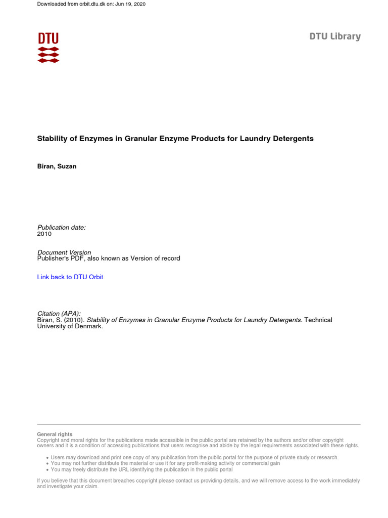 Enzyme Stability - SBiranPhD_thesis | PDF | Hydrogen Peroxide | Surfactant