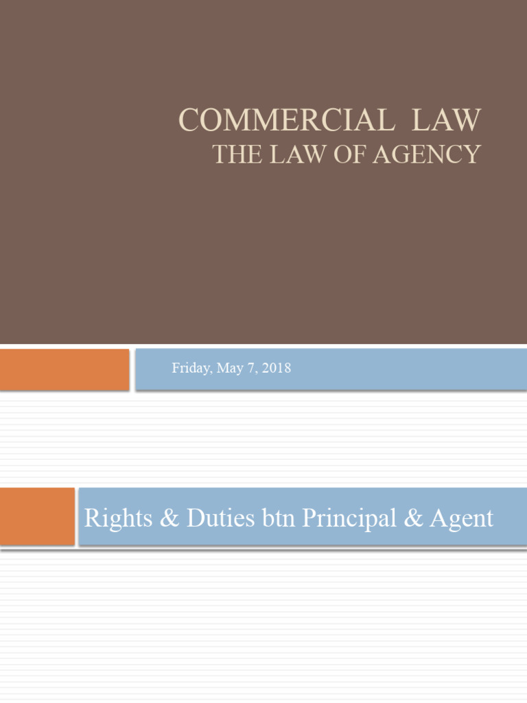 Law of Agency Lessons 4 | PDF | Law Of Agency | Breach Of Contract