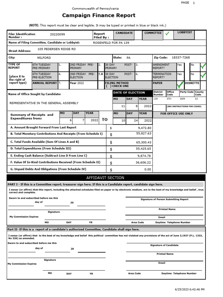 Pennsylvania Campaign Finance Report 2022 | PDF | Political Action ...