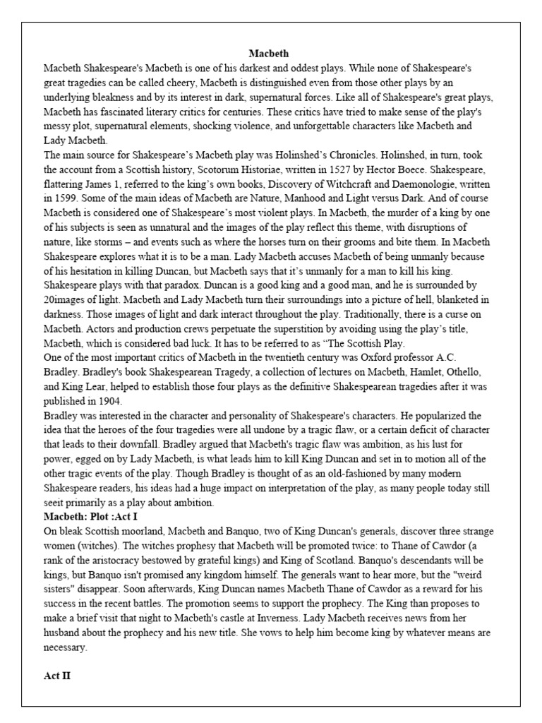 Macbeth Shakespeare | PDF | Macbeth | Shakespearean History