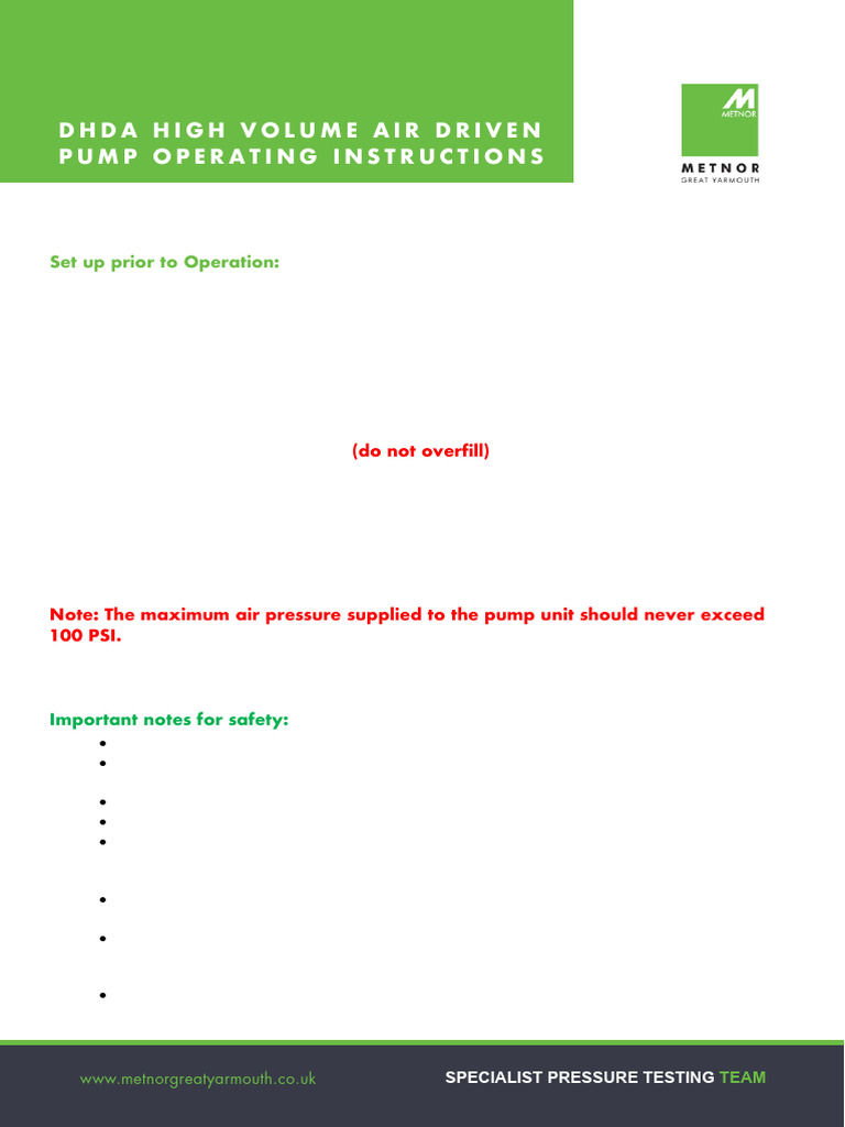 DHDA Pump Operating Instructions | PDF | Valve | Pump